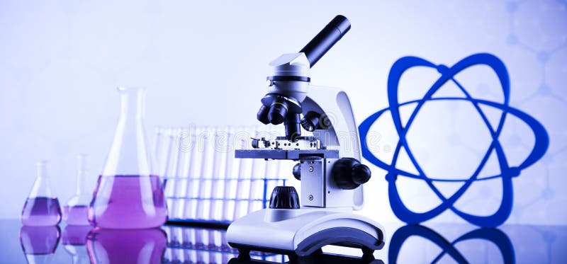Microscope in Medical Laboratory Glassware Stock Image - Image of ...