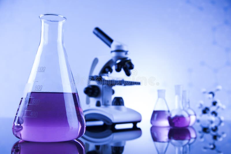 Microscope in Medical Laboratory Glassware Stock Image - Image of ...