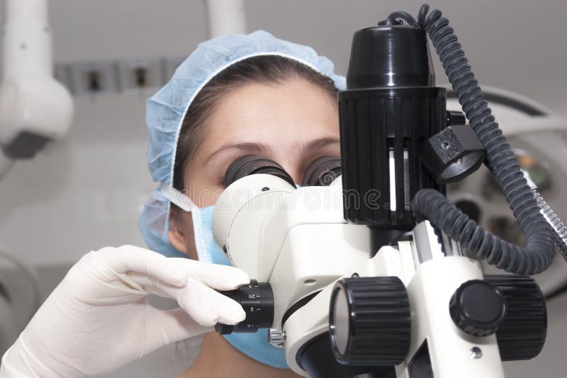 At the microscope stock image. Image of clinic, adult - 46643863