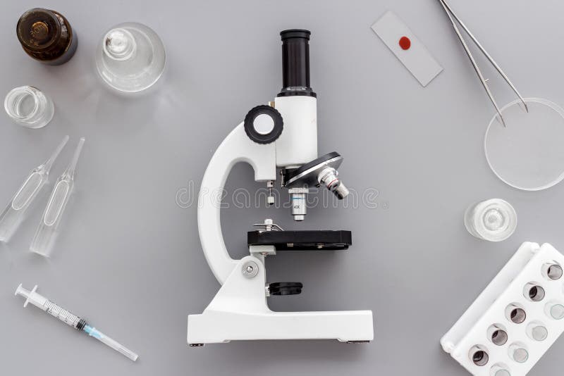 Microscope Medical Reserch. Blood Sample for Analysis Stock Image ...