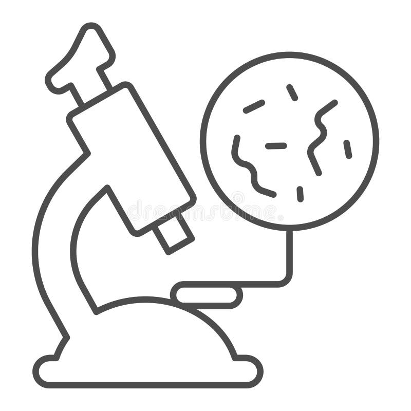 Microscope and Microorganisms Thin Line Icon, World Cancer Day Concept ...