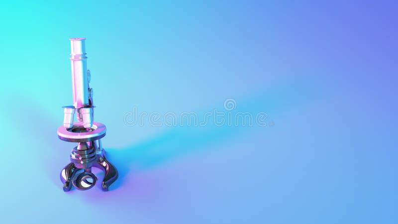 Microscope in Neon Light Close-up Stock Illustration - Illustration of ...