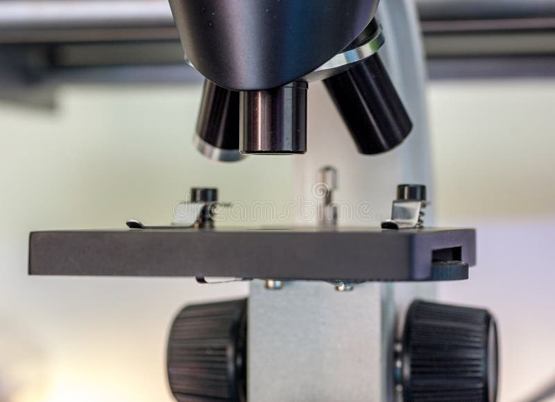 Microscope Objective Lens and Slide Close Up Stock Image - Image of ...