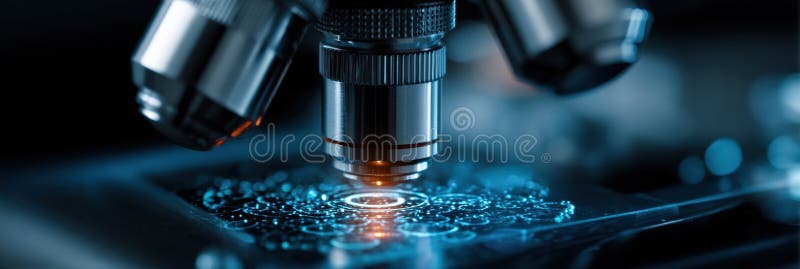 Microscope Observation Revealing Intricate Patterns with a Blue Overlay ...