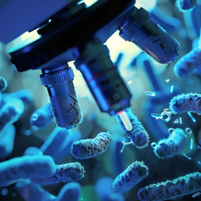 Microscope Observing Bacteria Stock Photo - Image of focus ...