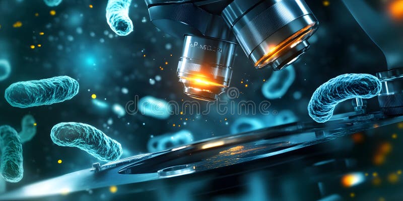 Microscope Observing Microorganisms in Laboratory Setting Stock ...