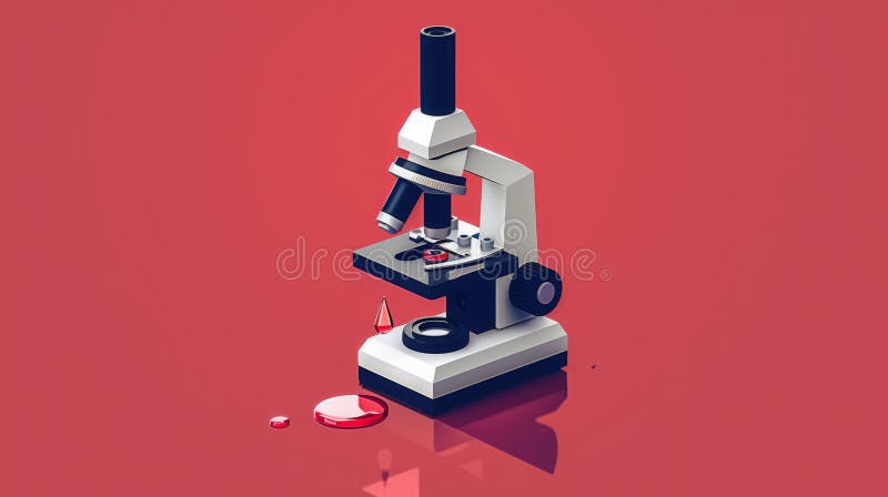 Microscope Observing Paper on Vibrant Red Backdrop Stock Photo - Image ...