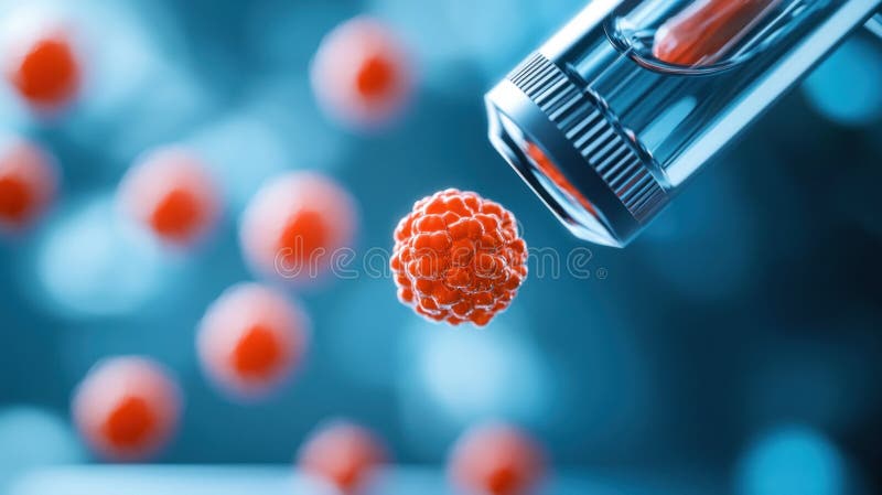 Microscope Observing Red Spherical Cells Stock Illustration ...