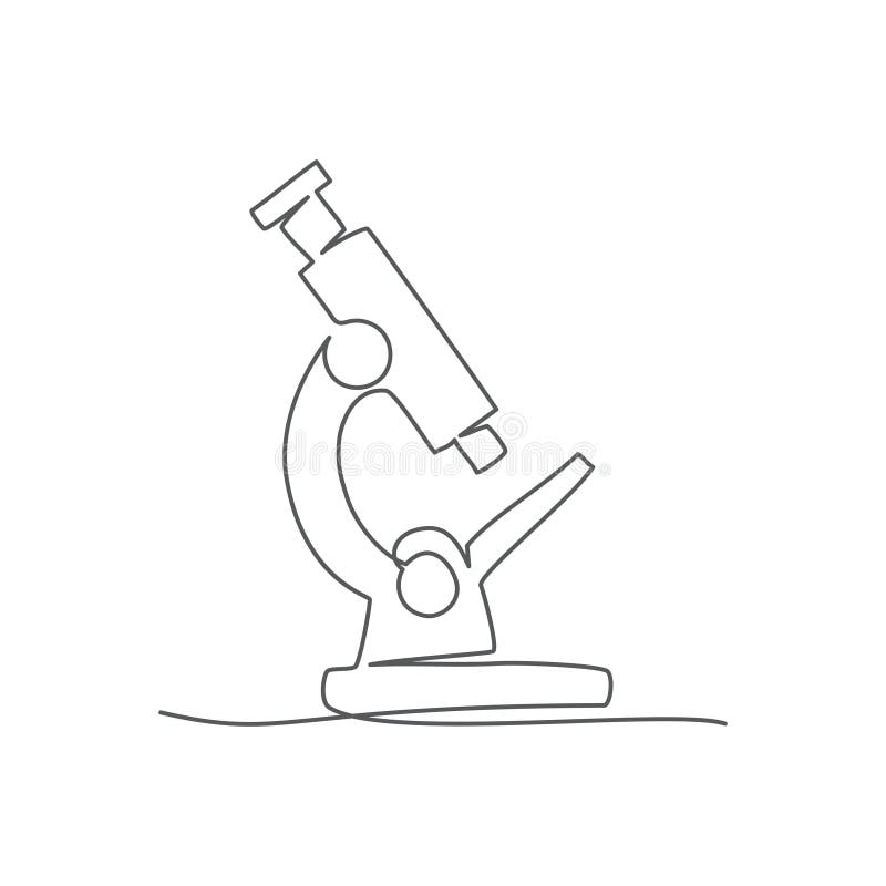 Microscope One Line Drawing on White Background Stock Vector ...
