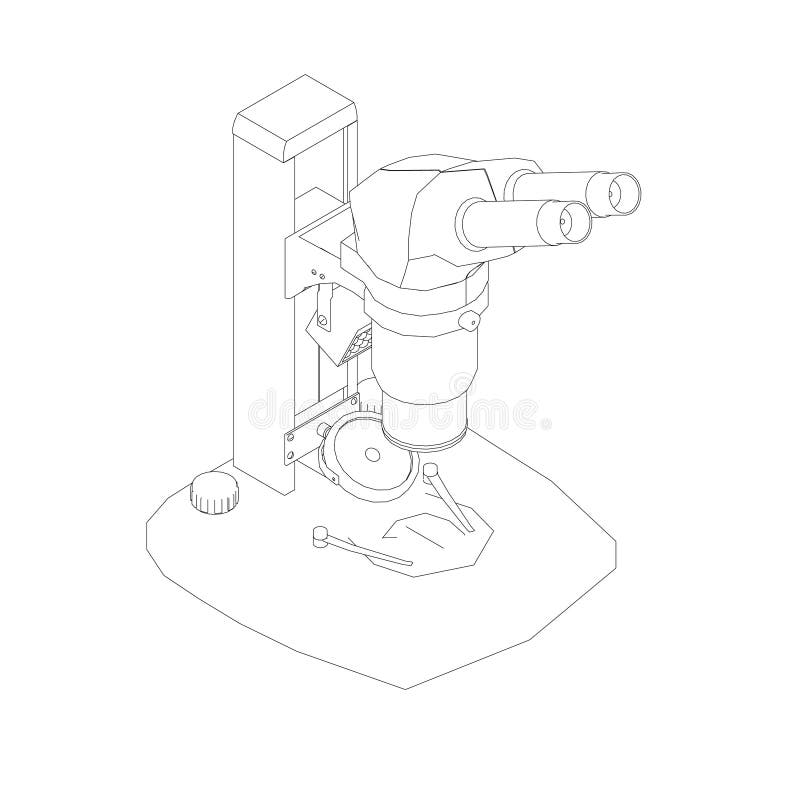 Microscope Outline from Black Lines Isolated on White Background ...