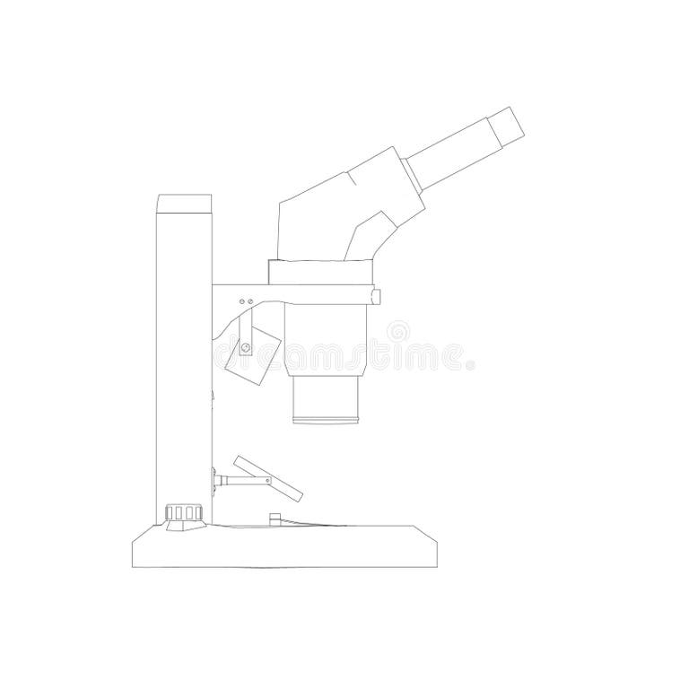 Microscope Outline from Black Lines Isolated on White Background ...