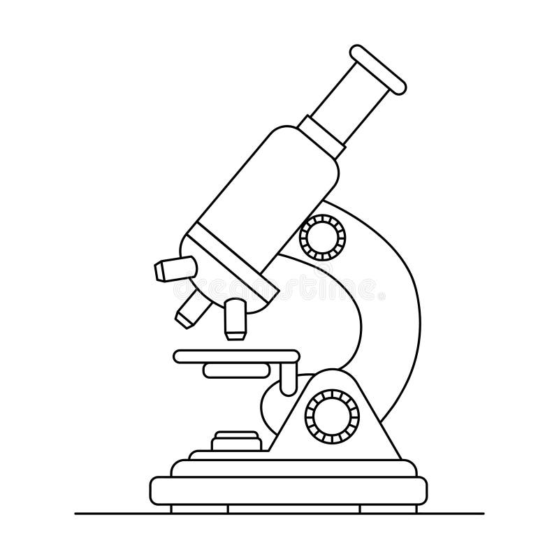 Microscope Outline Icon Isolated on White Stock Vector - Illustration ...