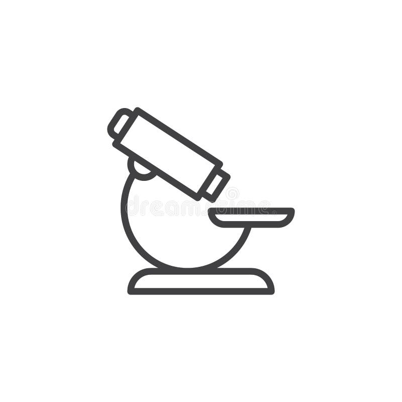 Microscope Outline from Black Lines Isolated on White Background. Side ...