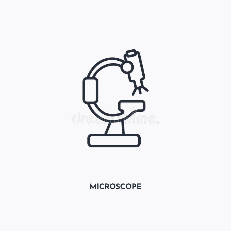 Microscope Outline from Black Lines Isolated on White Background. Side ...