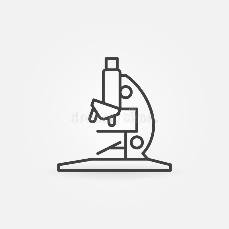 Microscope Outline from Black Lines Isolated on White Background. Side ...
