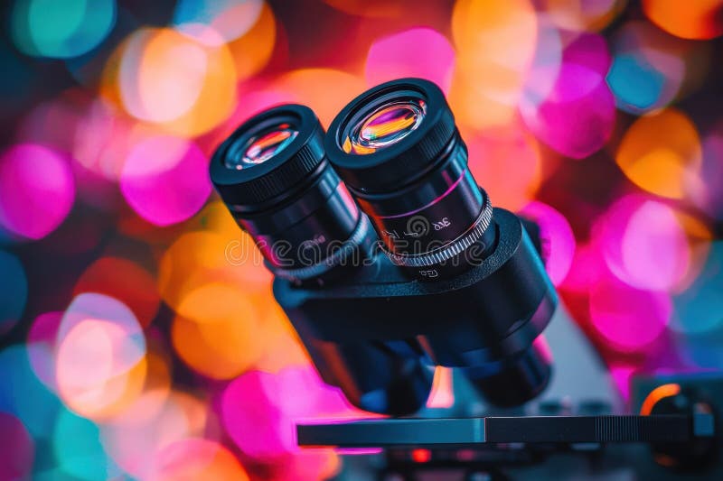 High-resolution Microscope with Colorful Bokeh in Background at ...