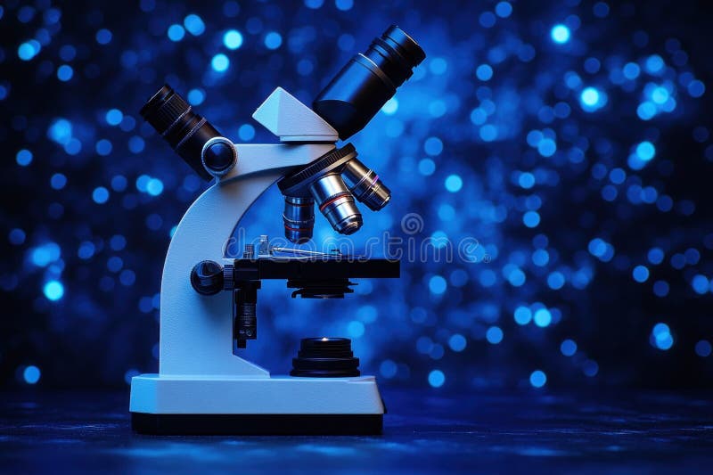 Microscope Blue Bokeh Background Laboratory Setting Night Stock Photos ...