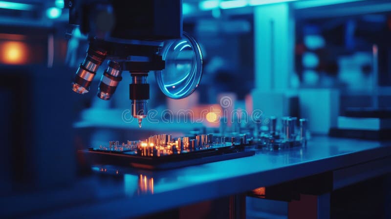 Microscope Precision Assembly of Circuit Board Components Stock ...