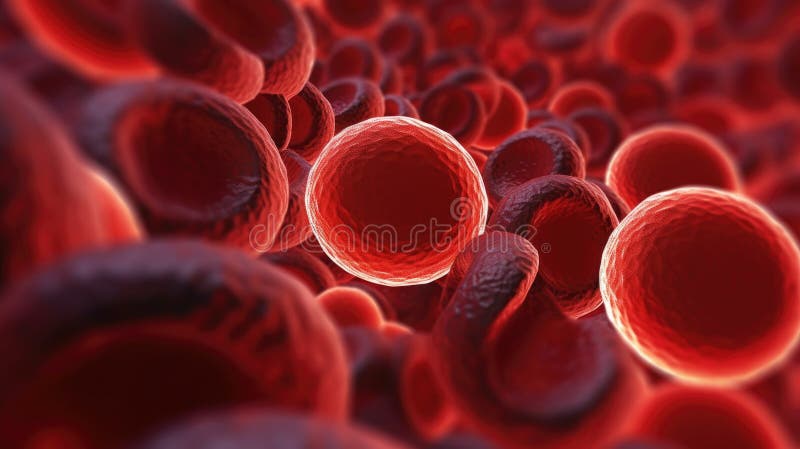 Microscope of Red Blood Cells. Science and Medical Concept.Generative ...