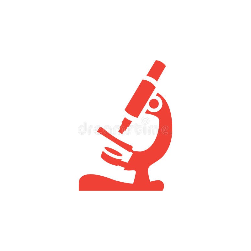 Microscope Red Icon on White Background. Red Flat Style Vector ...