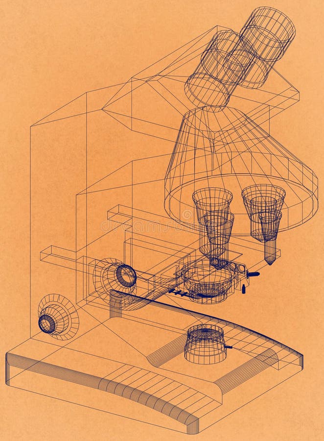 Microscope - Retro Architect Blueprint Stock Illustration ...