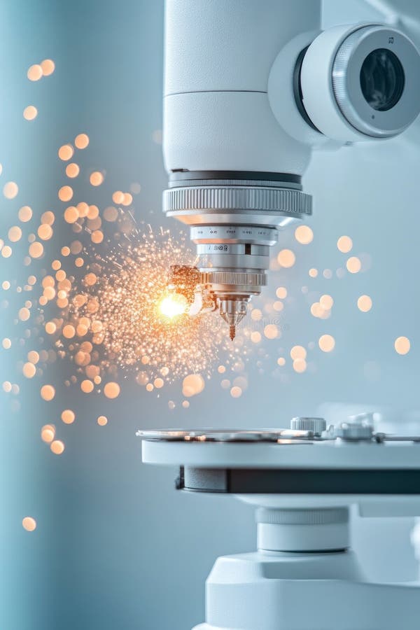 A Microscope Reveals Intricate Details As Light Particles Sparkle ...