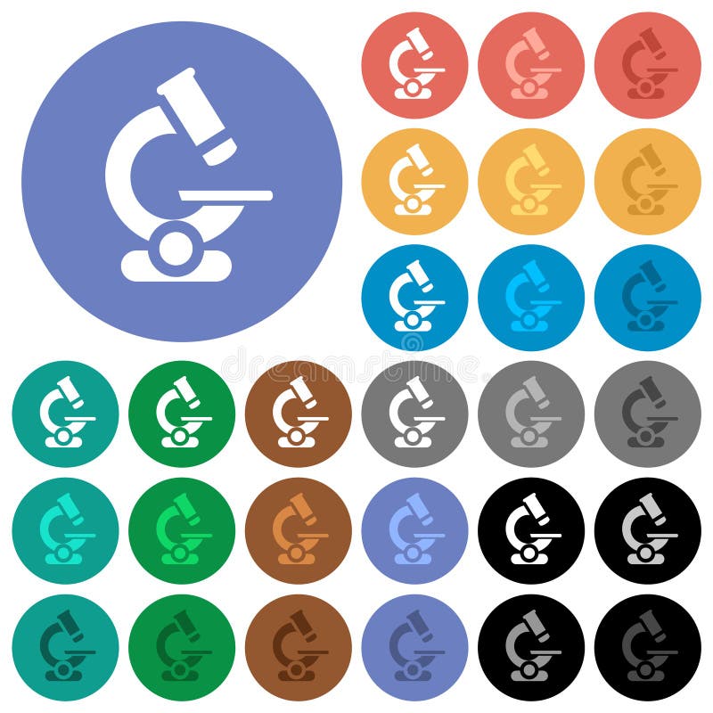 Microscope Round Flat Multi Colored Icons Stock Vector - Illustration ...
