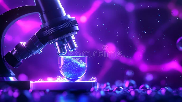 Microscope Sample Analysis Under Blue Light Scientific Research ...