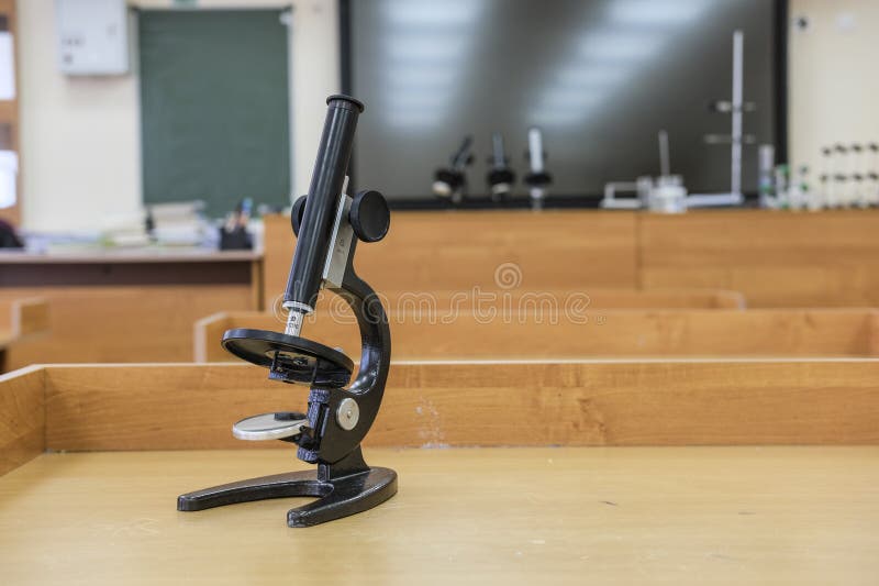 Microscope on a School Desk Stock Photo - Image of macro, desk: 168886816