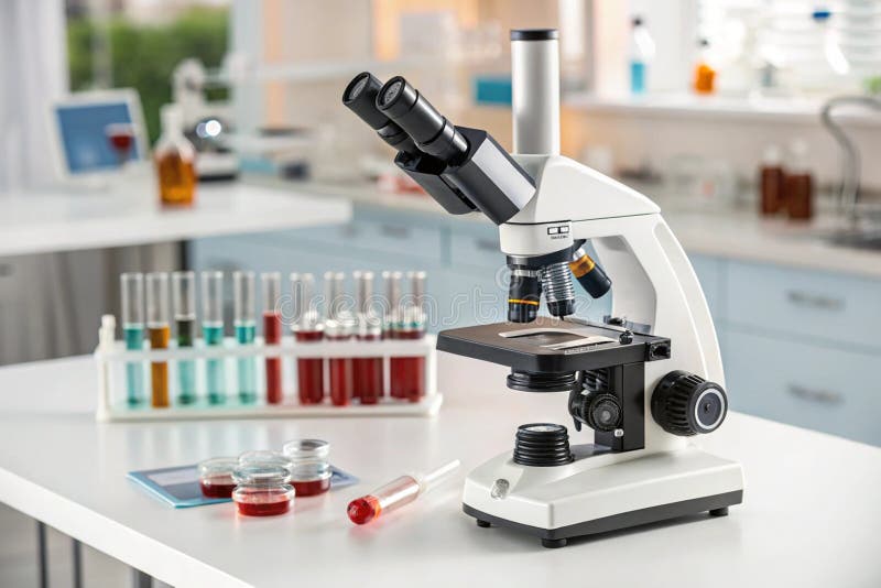 Microscope in the Science Lab and a Shallow Depth of Field - Generated ...