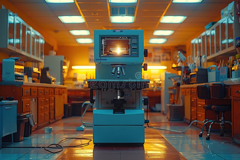 Microscope in a Scientific Laboratory Stock Illustration - Illustration ...