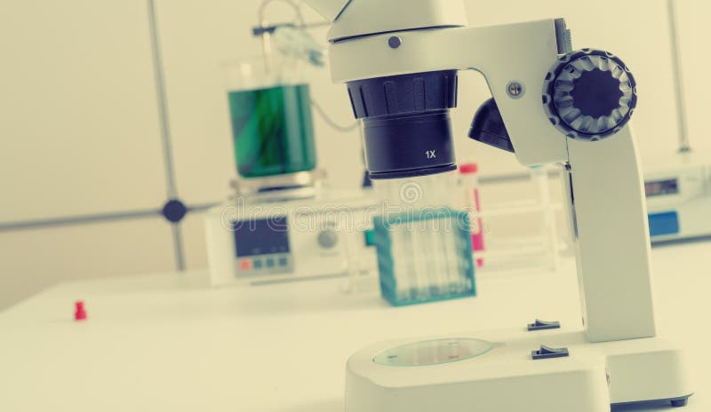 Microscope in a Scientific Microbiology Laboratory of a Medical Clinic ...