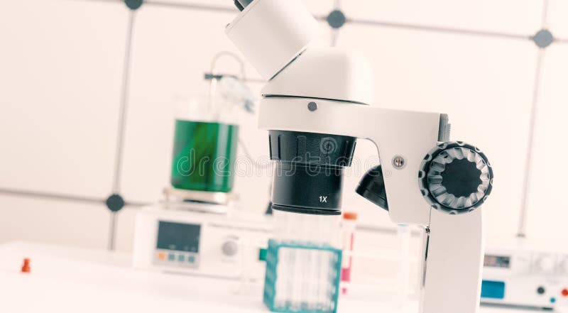 Microscope in a Scientific Microbiology Laboratory of a Medical Clinic ...