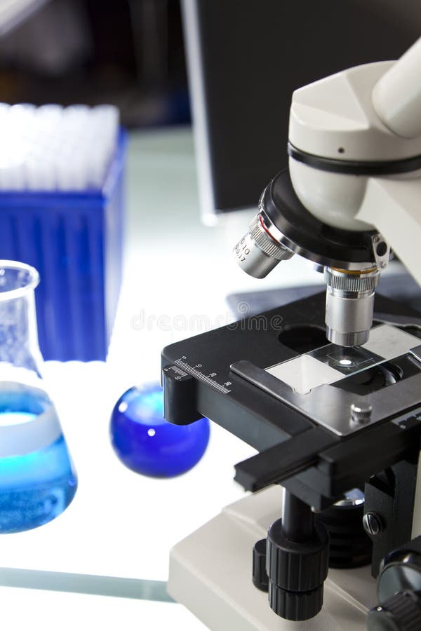 Microscope in a Scientific Research Laboratory Stock Image - Image of ...
