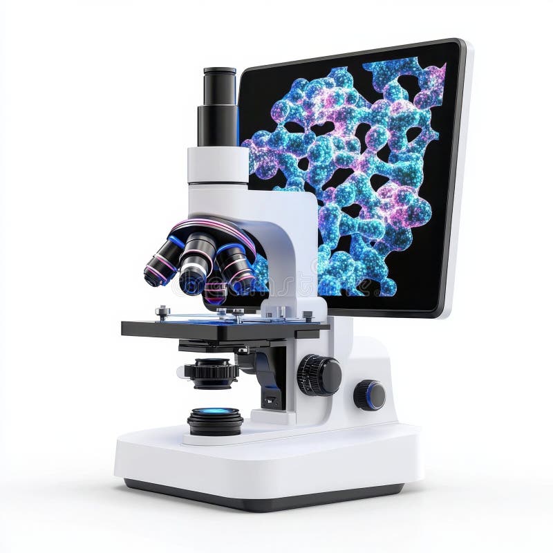 A Microscope with a Screen Attached To it Stock Illustration ...