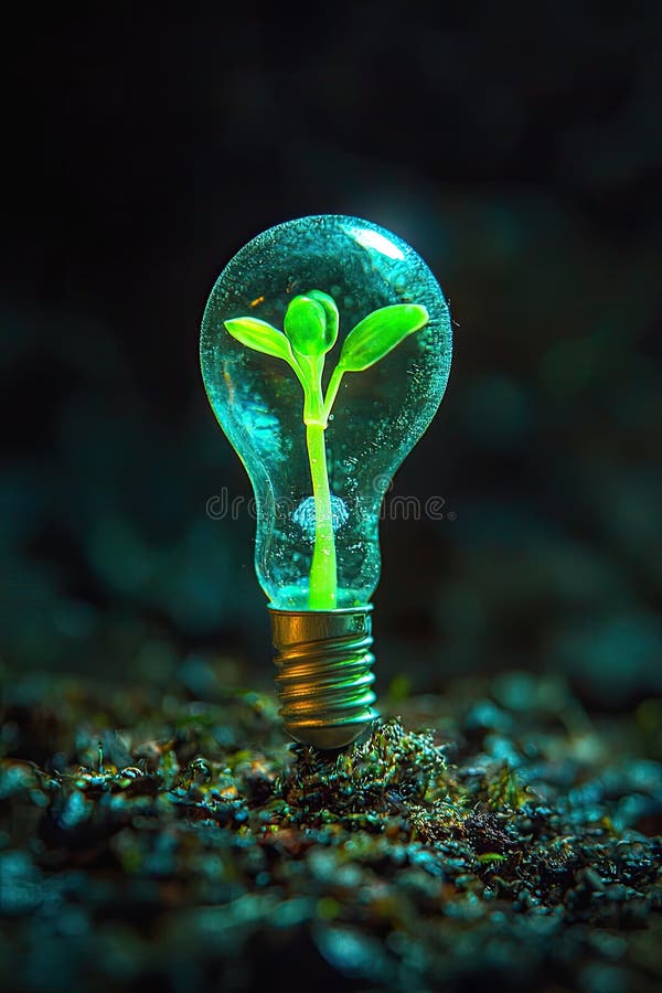 A Microscope and a Seedling in a Light Bulb. Selective Focus Stock ...