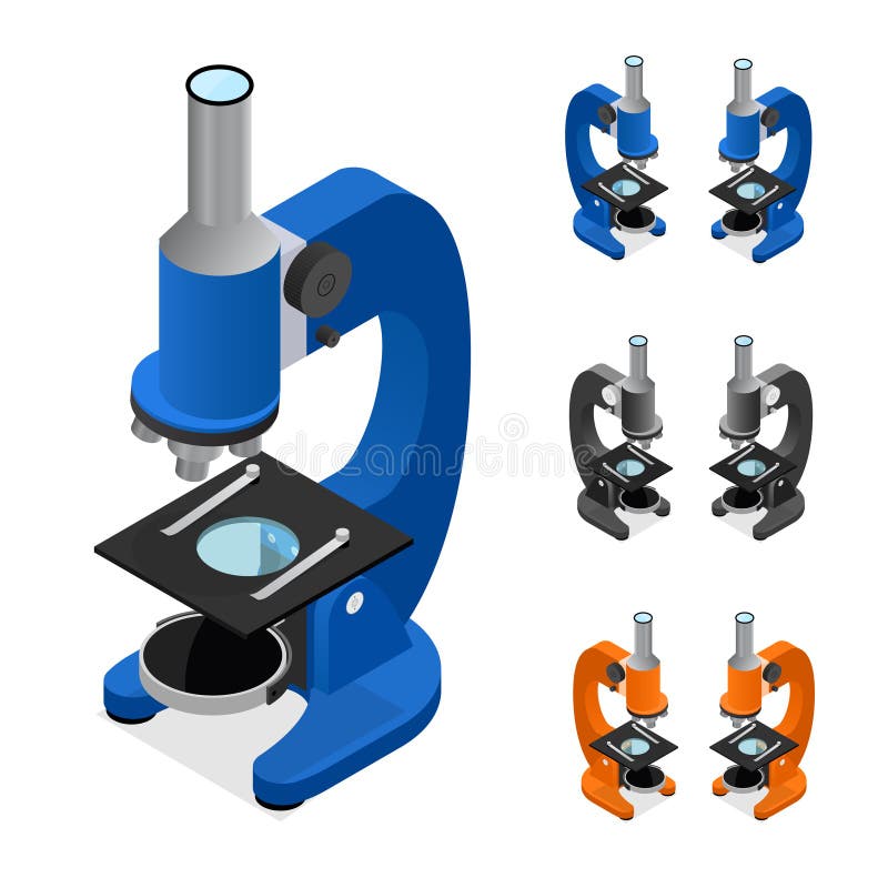 Microscope Set Isometric View. Vector Stock Vector - Illustration of ...