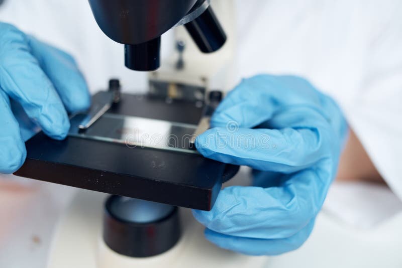 Microscope Lab Diagnostics, Microscope Lens Close Up Stock Photo ...