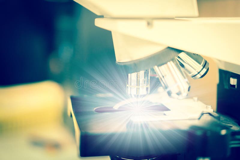 Microscope is Shining Special Thing in Science Lab. Stock Photo - Image ...