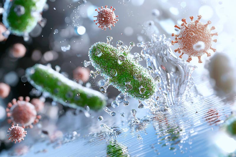 Microscope Shows Bacteria on a Surface Next To a Sanitized Area ...