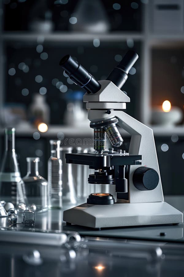 A Microscope Sitting on a Countertop, Ready for Use Stock Photo - Image ...