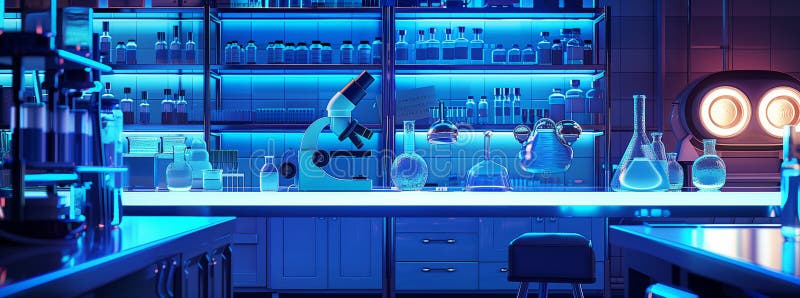 A Microscope is Sitting on Top of a Table in a Laboratory Stock Photo ...