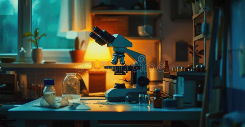 A Microscope Sitting on Top of a Table. Perfect for Scientific Research ...