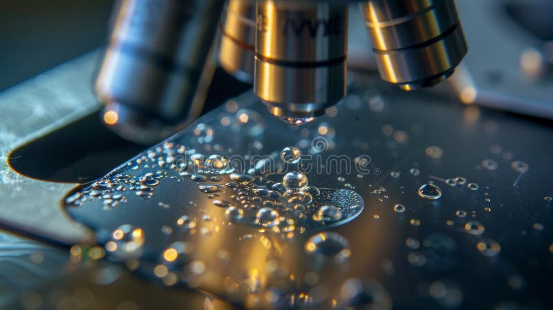 A Microscope Slide Being Carefully Observed Under the Lens Revealing ...