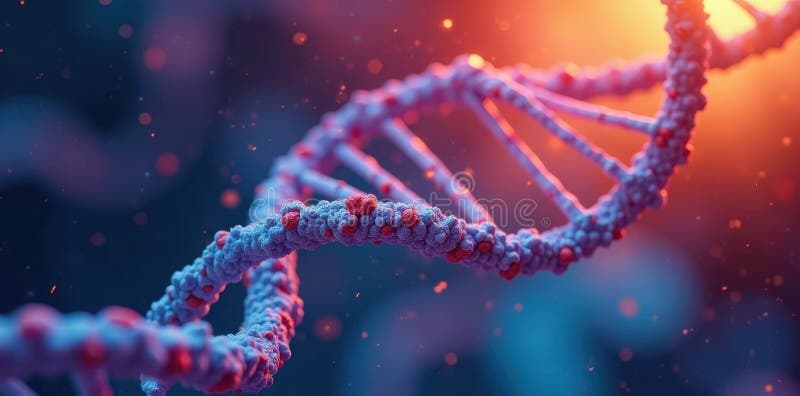 Microscope Slide with DNA Strand, Vibrant Gradient Background, Gene ...