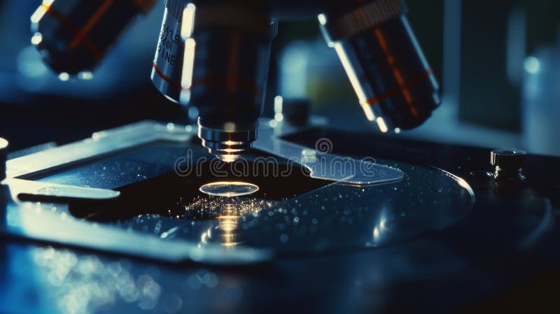 A Microscope Slide with a Hair Sample from a Suspects Head Being ...