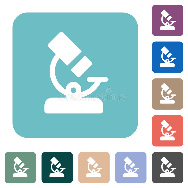 Microscope Solid Rounded Square Flat Icons Stock Illustration ...
