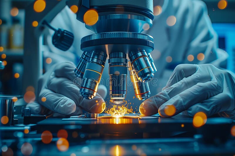 Microscope with Sparkles in a Lab Setting Stock Image - Image of data ...