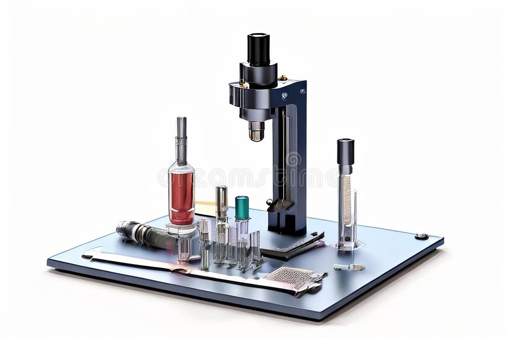 Microscope Stage a Microscope Stage with a Sample and a Set of T Stock ...