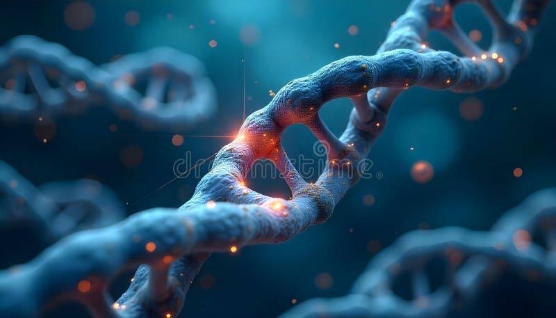 Microscope-Style 3D Concept Render of Broken Blue DNA Helix with ...